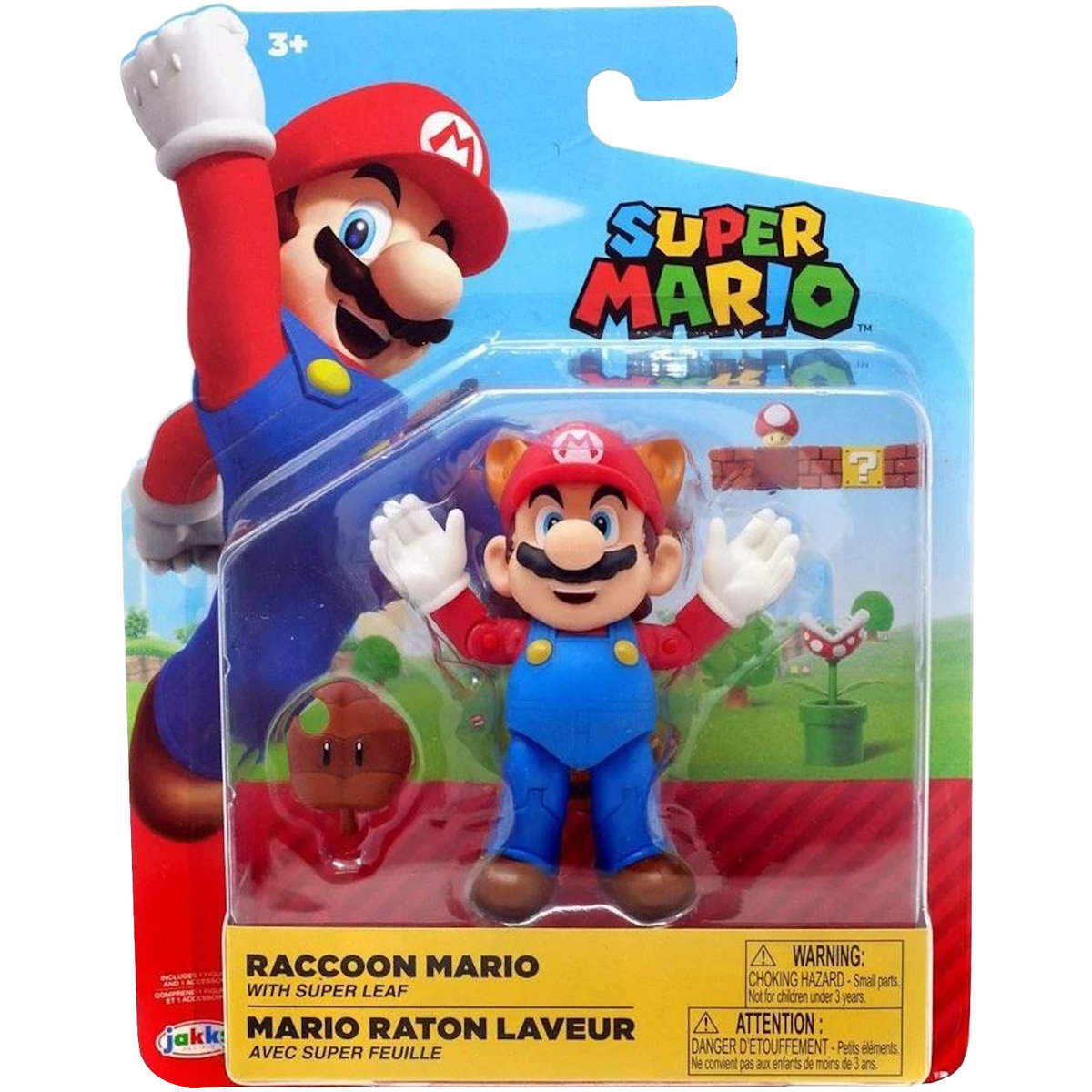 Super Mario Jakks Oryginalna Ruchoma Figurka Raccoon Mario + Super Leaf ...