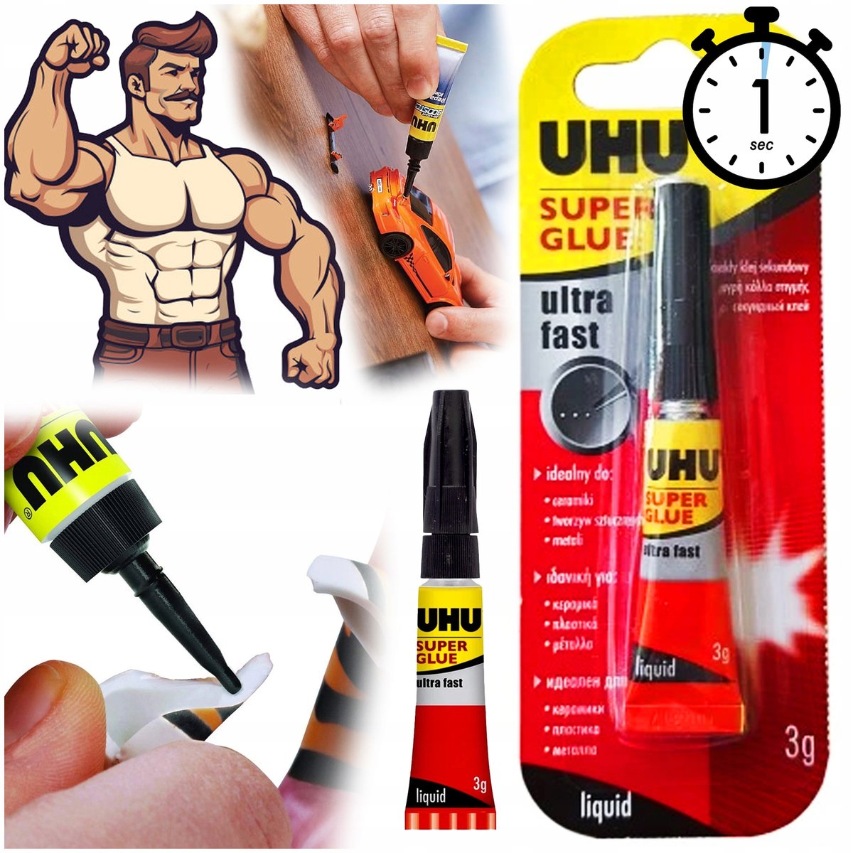 Super Mocny Klej Super Glue W Żelu Skuteczny / Uniwersalny / Sprawdzony - UHU | Sklep EMPIK.COM