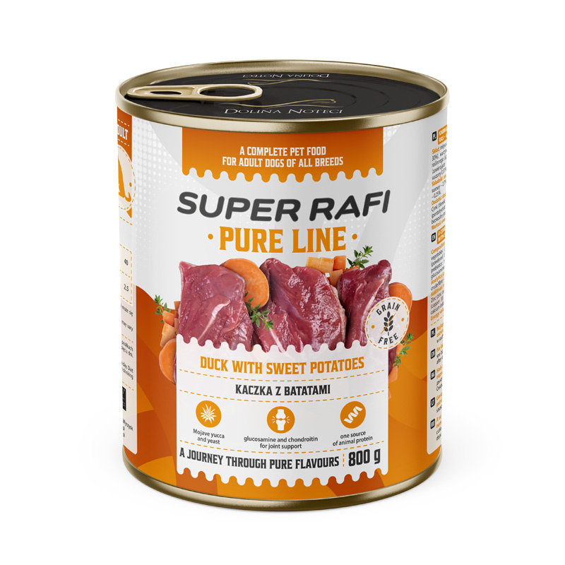 Super Rafi Pure Line Mokra karma dla psa - kaczka z batatami 800 g ...