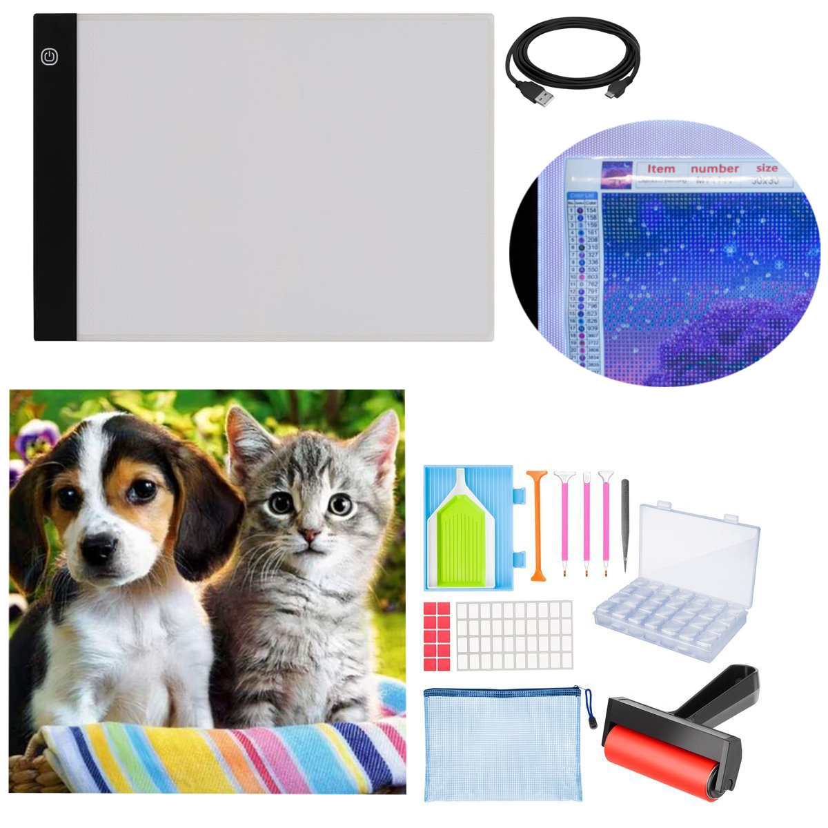 SUPER ZESTAW haft diamentowy tablica led akcesoria - Inny producent ...