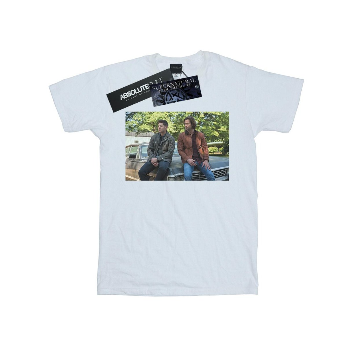 Supernatural Męska Koszulka Impala Brothers (XXXXXS / Ciepły Biały ...