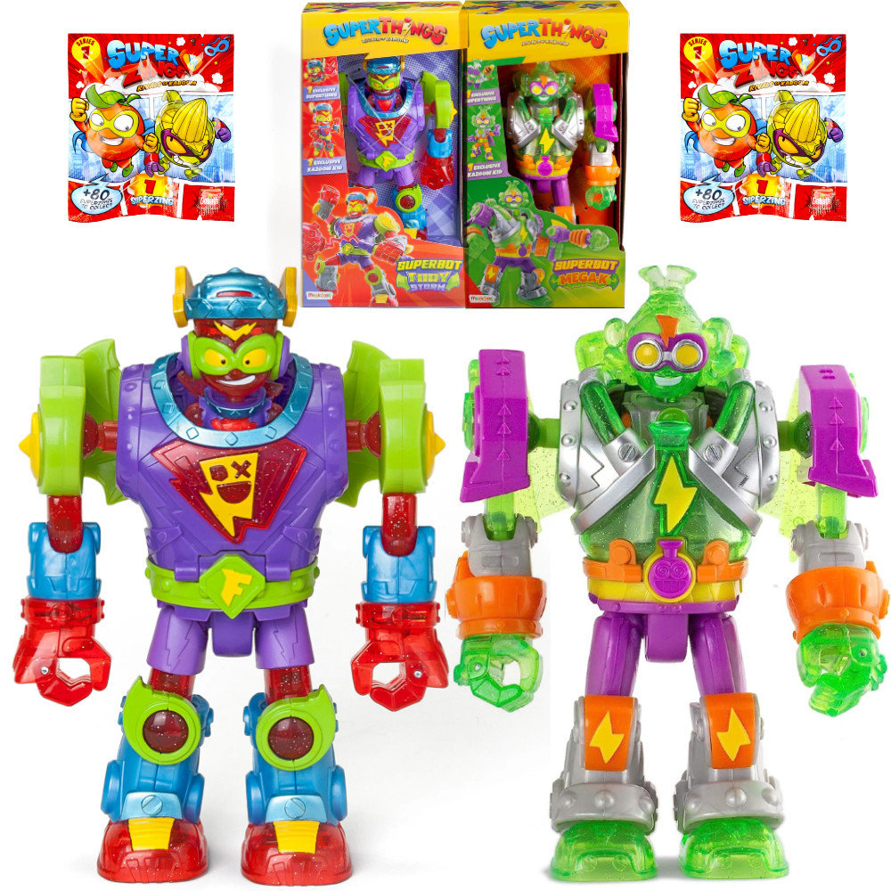 SuperThings Zestaw Figurki 3w1 Superbot Red Fury Storm + Superbot Mega K + 2 saszetki - Inna ...