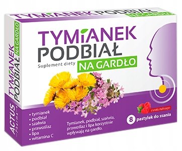 Suplement diety, Actus, Tymianek i podbiał na gardło chrypka malina, 16 past. | Sklep EMPIK.COM
