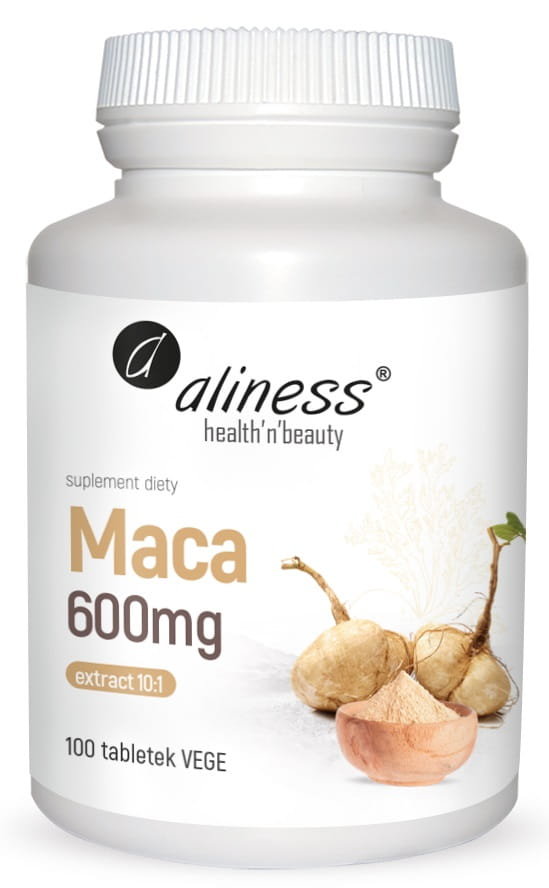 Suplement diety, Aliness Maca ekstrakt 10:1 600mg x 100 tabletek Vege ...