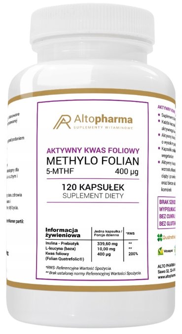 Suplement diety, AltoPharma, Aktywny Kwas Foliowy Witamina B9, 120 kaps ...