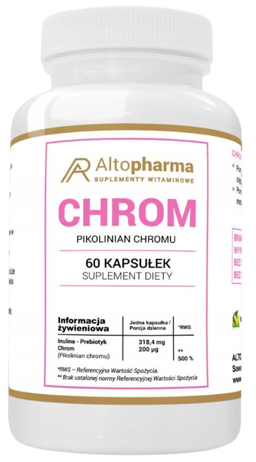 Suplement diety, Altopharma, Chrom Pikolinian, Chromu 200µg + Prebiotyk ...