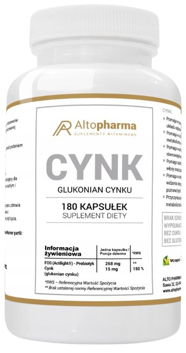 Suplement diety, Altopharma, Cynk 15 Mg, 180 Kaps. | Sklep EMPIK.COM
