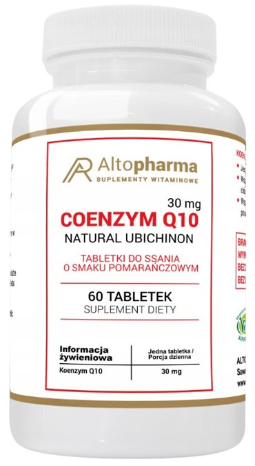Suplement diety, AltoPharma, Koenzym Q10 Forte 30mg CoQ10 Ubichinon Do Ssania o smaku ...