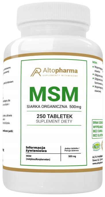 Suplement diety, AltoPharma, MSM 500mg Siarka Organiczna, 250 Tab ...