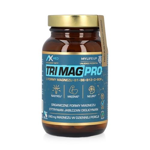 Suplement diety, AX MED Tri Mag Pro magnez 3 formy +B1+B6+B12+D3+Bor ...