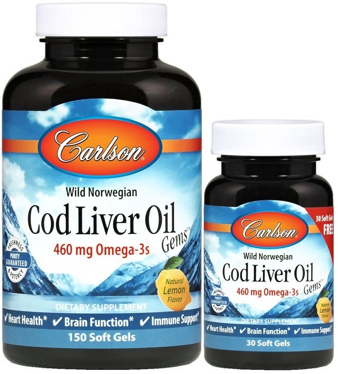 Suplement diety, Carlson Labs - Wild Norwegian Cod Liver Oil, 460mg ...