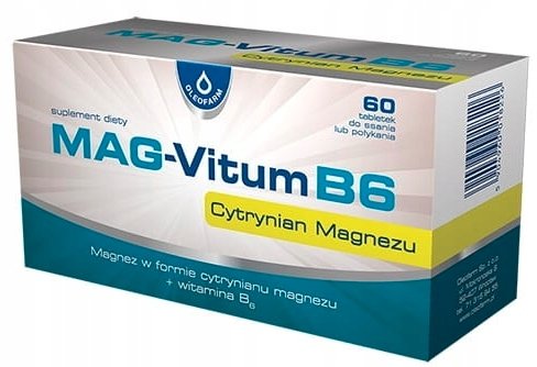 Suplement diety, MAG-Vitum B6 magnez witamina B6 Oleofarm, 60 tab. | Sklep EMPIK.COM