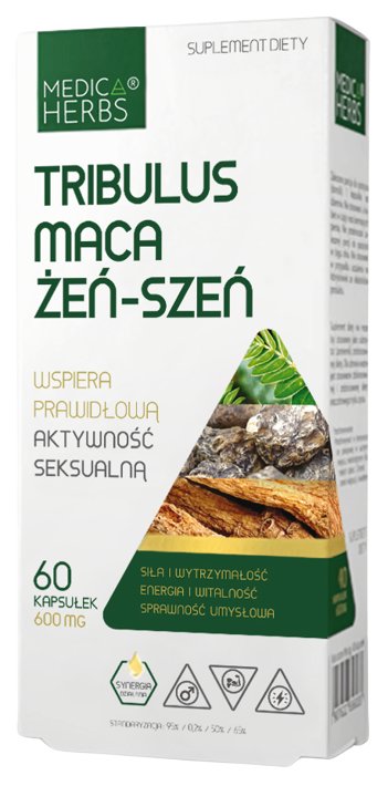 Suplement diety, Medica Herbs, Tribulus Maca Żeń-Szeń, 60kaps. | Sklep ...