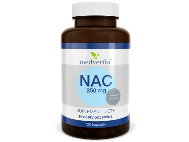 Suplement diety, Medverita, NAC 250 mg N-Acetylocysteina, 120 kapsułek ...