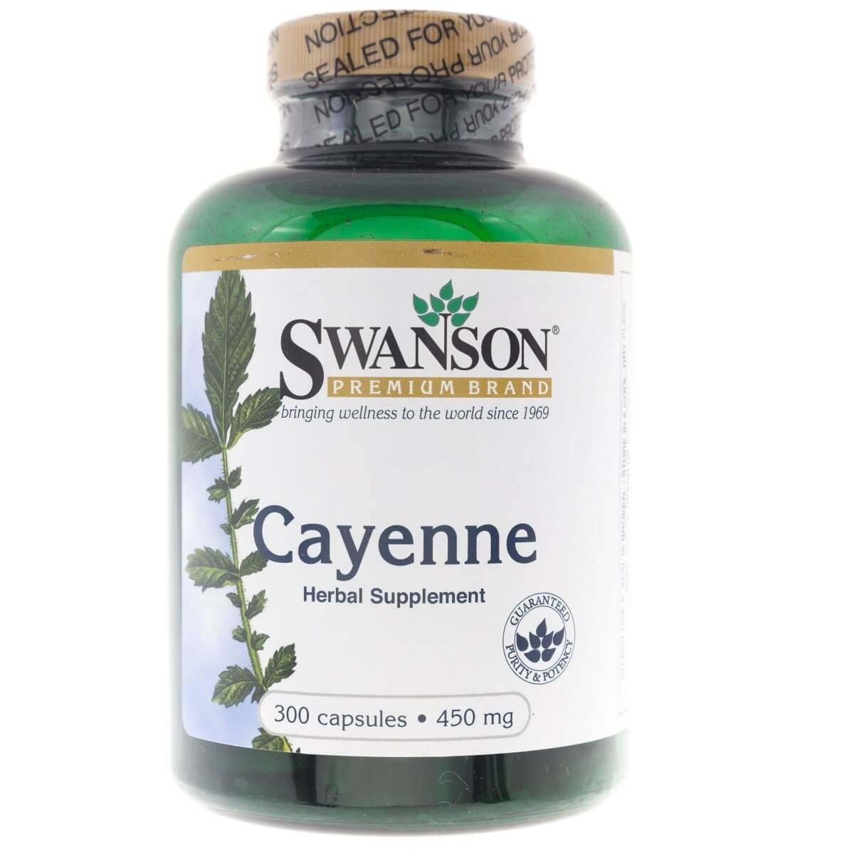 Suplement diety, Pieprz Cayenne SWANSON, 450 mg, 300 kapsułek - Swanson ...