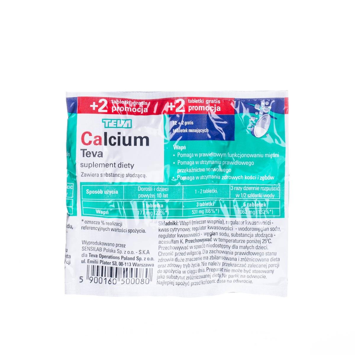 Suplement diety, Teva, Calcium Teva, 14 tabletek musujących | Sklep ...