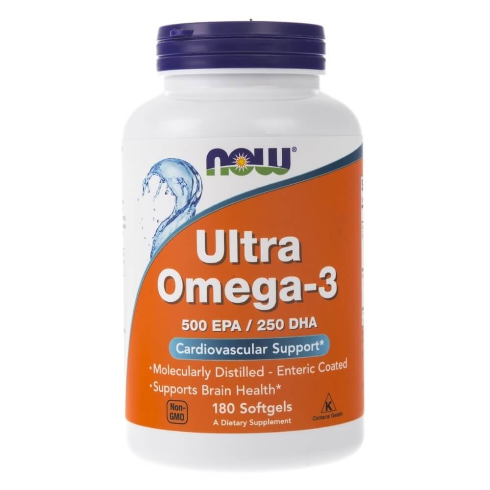 Suplement diety Ultra Omega-3 500 EPA/250 DHA NOW FOODS, 180 kapsułek ...