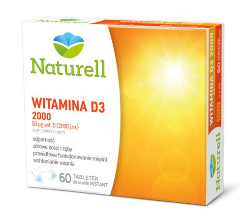 Suplement diety, USP Zdrowie, Naturell Witamina D3 2000, 60 tabletek ...