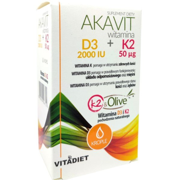 Suplement diety, Vitadiet Akavit, Witamina D3 2000 Iu + K2 50 Mcg, 29,4 ...