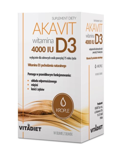 Suplement diety, Vitadiet Akavit Witamina D3 4000 Iu 30 Ml | Sklep ...