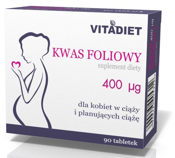 Suplement diety, Vitadiet Kwas Foliowy 400Mcg 90 T. Dla Ciężarnych ...