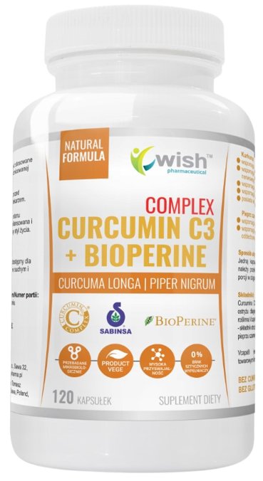 Suplement diety, Wish, Curcumin C3 Complex 500mg Bioperine 10mg, 120 kaps. | Sklep EMPIK.COM