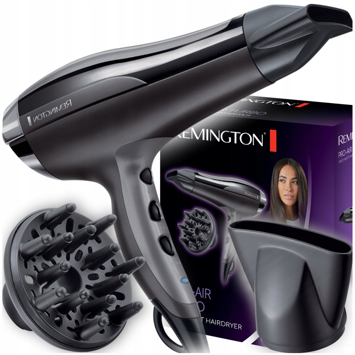 SUSZARKA DO WŁOSÓW REMINGTON Z FUNKCJĄ TURBO JONIZACJA 2400W DYFUZOR ...