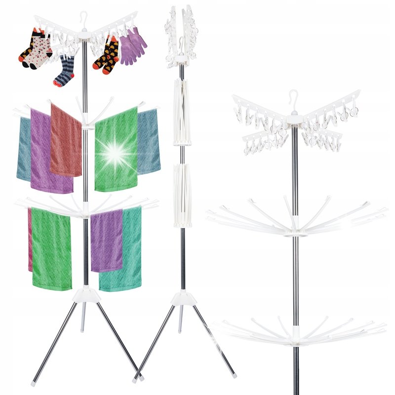 Suszarka Stojąca Wieszak NA Pranie Do Ubrań Bielizny 24szt. Spinaczy ...