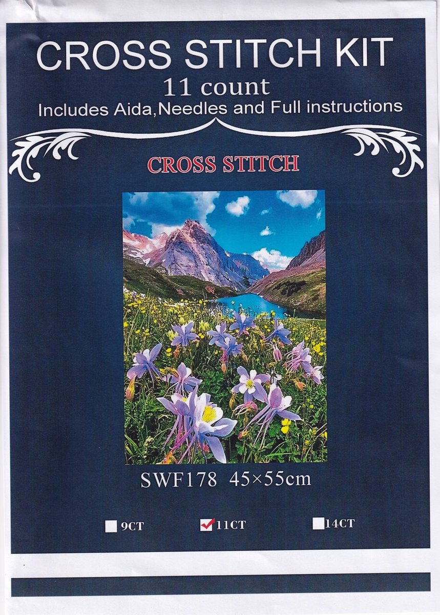 SW-F178 Pejzaż górski z polaną i jeziorem. Zestaw do haftowania ...