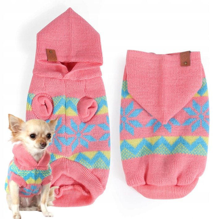 SWETEREK dla psa ubranko FLOWER sweter z kapturem dla psa S RÓŻ - Lalazoo | Sklep EMPIK.COM