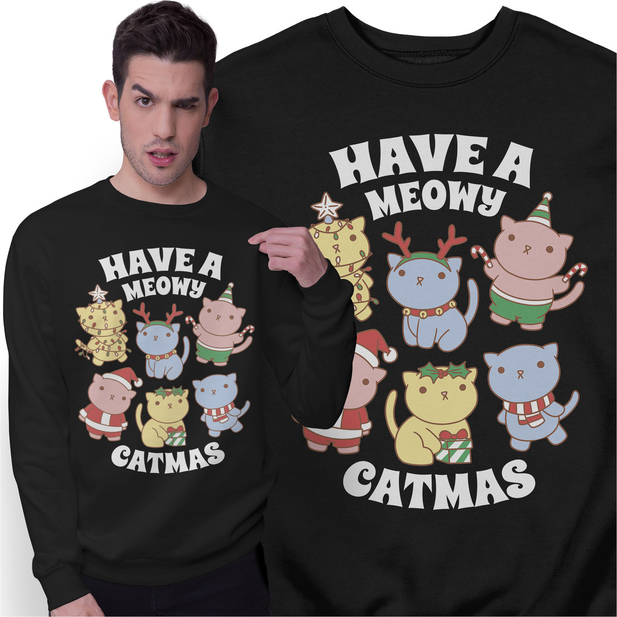 Świąteczna Bluza Prezent na Święta z Kotami Kotkami Kot Zwierzęta Meow ...