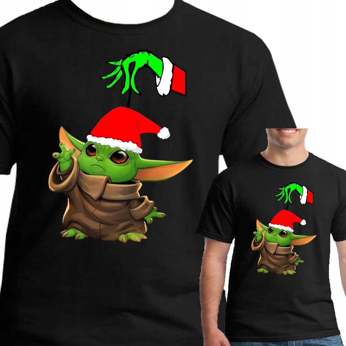 Świąteczna Koszulka Grinch Baby Yoda Star Czarna L - Inna marka | Moda ...