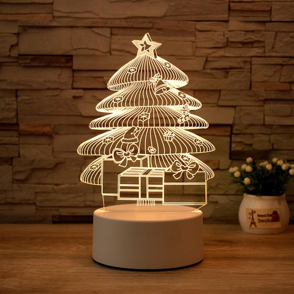 Świąteczna lampka nocna 3D LED Lampka stołowa z akumulatorem USB ...