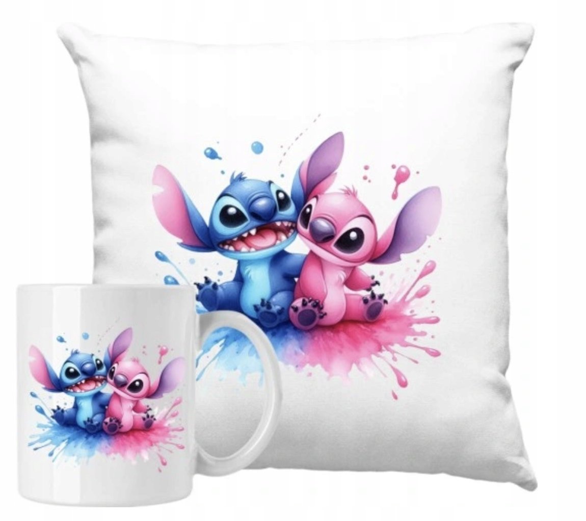 Świąteczny ZESTAW PODUSZKA + KUBEK PREZENT STICH STITCH BAJKA +IMIĘ 2 ...