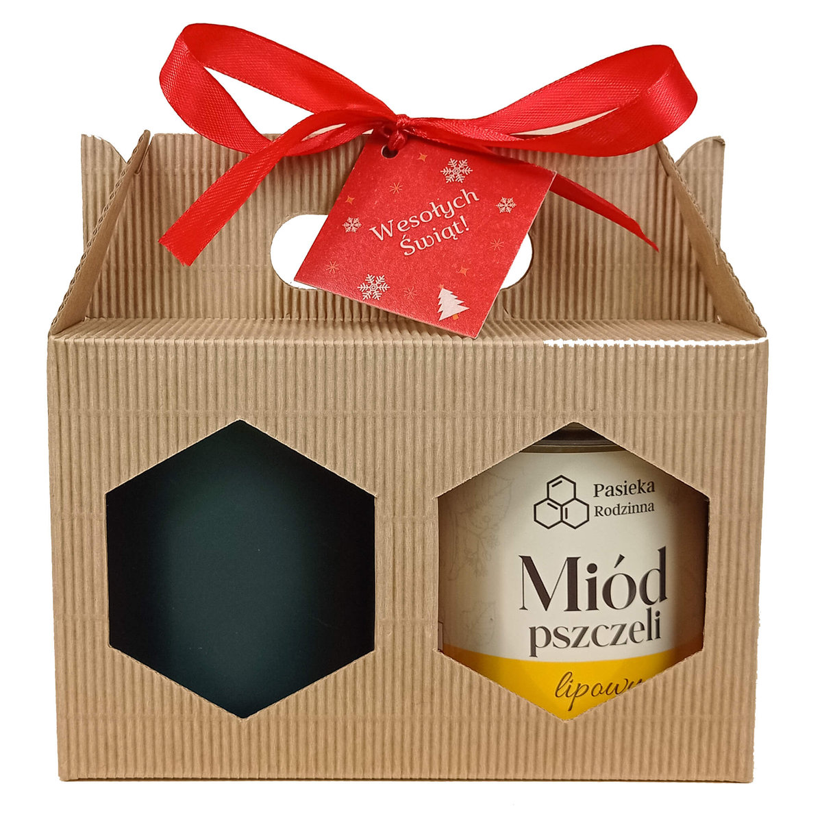 Świąteczny Zestaw prezentowy Miód lipowy 410g + Świeca Biały Mat 270 ml ...