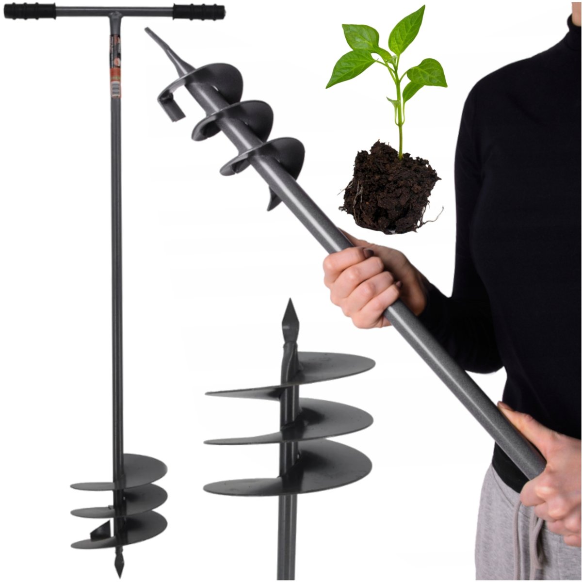 ŚWIDER RĘCZNY WIERTNICA DO GLEBY 80mm 115cm - Rabino | Sklep EMPIK.COM