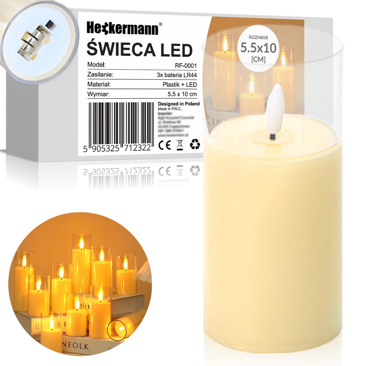 Świeca LED Heckermann RF-0001 - Heckermann | Sklep EMPIK.COM