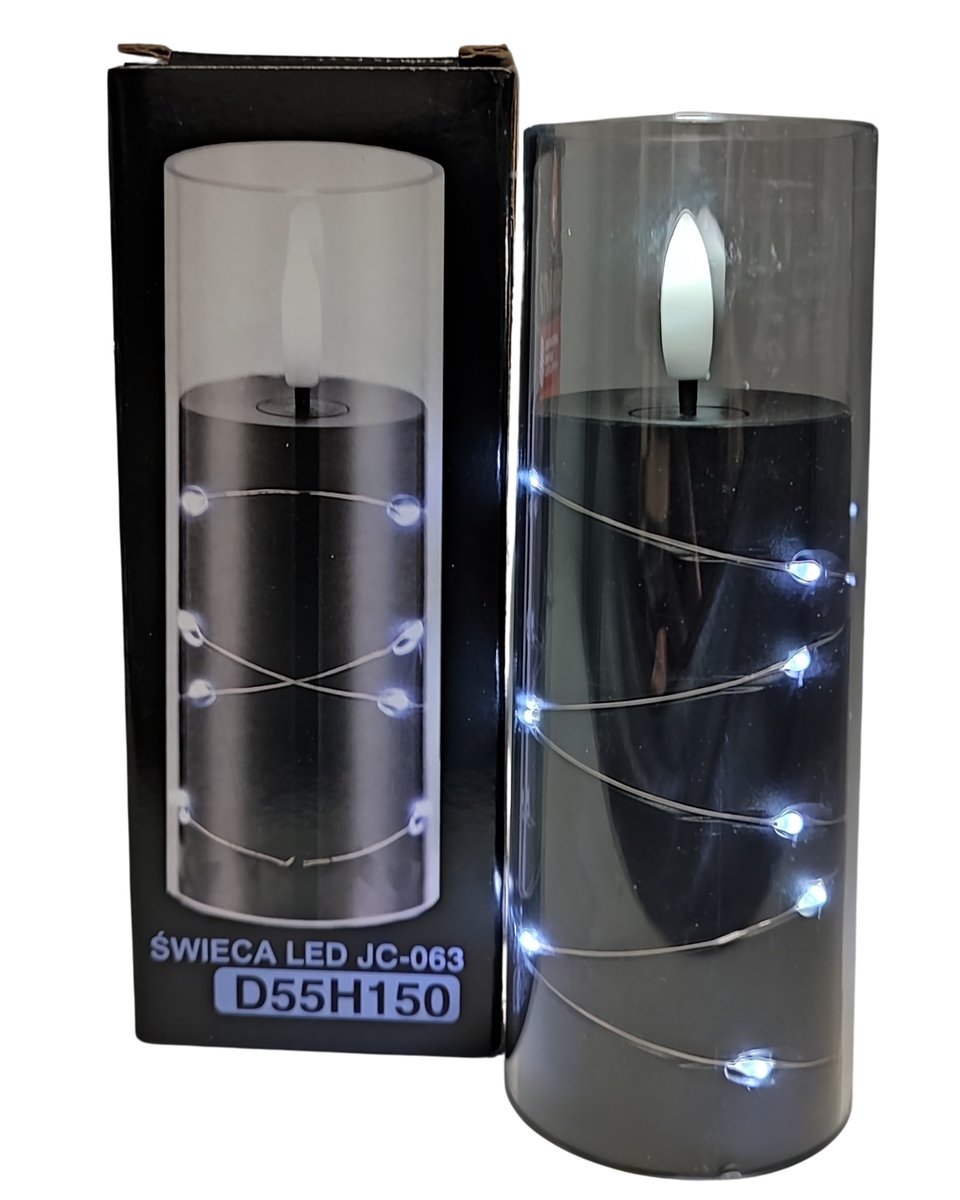Świeca oplatana LED GRANDE 5506 D55H150 czarna/biały zimny - Grande ...