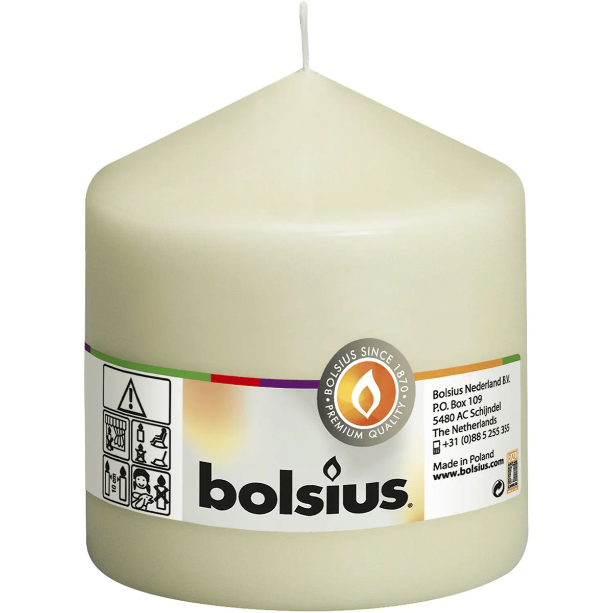 Świeca słupek Bolsius 100/98 mm - Kremowa - Bolsius | Sklep EMPIK.COM