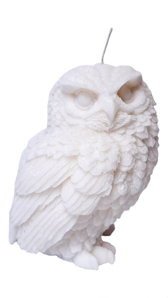ŚWIECA SOJOWA DEKORACYJNA PTAK SOWA OZDOBNA UPOMINEK DEKORACJA WEGE - NaaN Candle Handmade ...