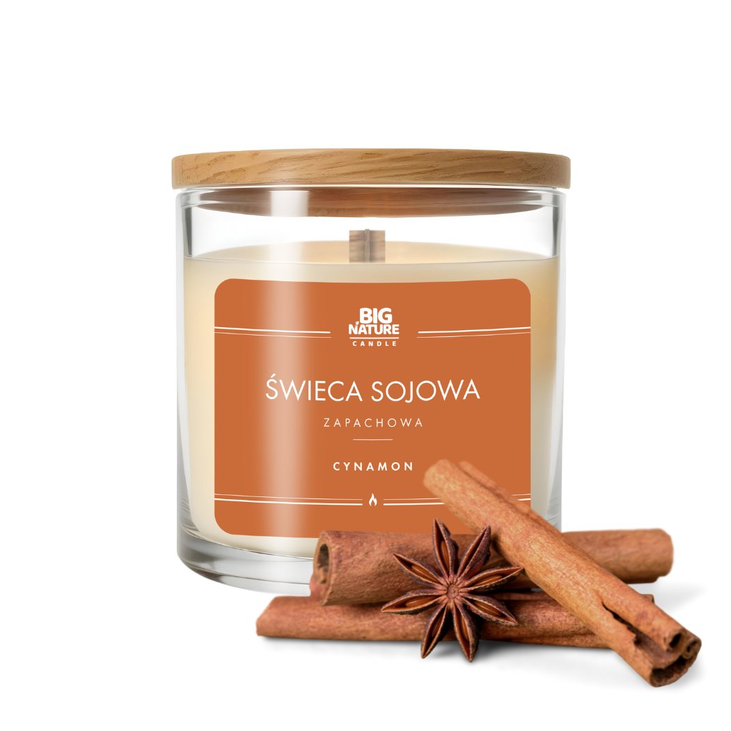 Świeca sojowa o zapachu CYNAMON 150g - BIG NATURE CANDLE - Big Nature ...