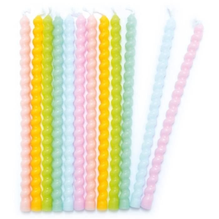 Świece długie - Twisted - Pastelowe - 12 cm - 12 szt. - Multikolor ...