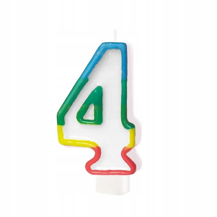 Świeczka na tort urodzinowa cyfra 4 tęcza 8,5 cm - PartyPal | Przyjęcia ...