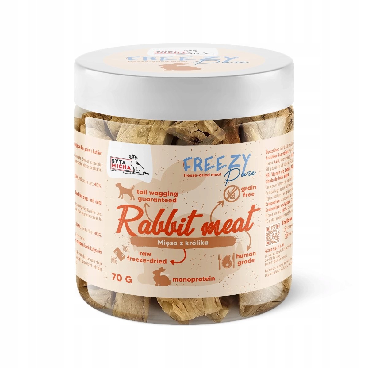 Syta Micha Freezy Pure Liofilizowane mięso z królika 70g - Syta Micha ...