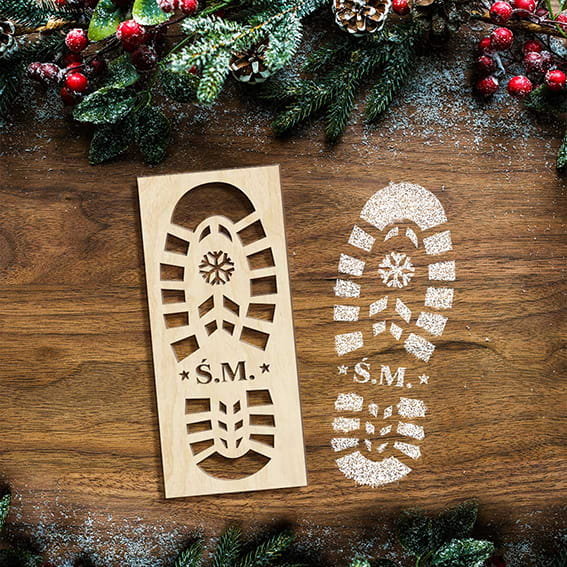 Szablon Do Tworzenia Śladów Buta Odcisk Kroków Świętego Mikołaja ...