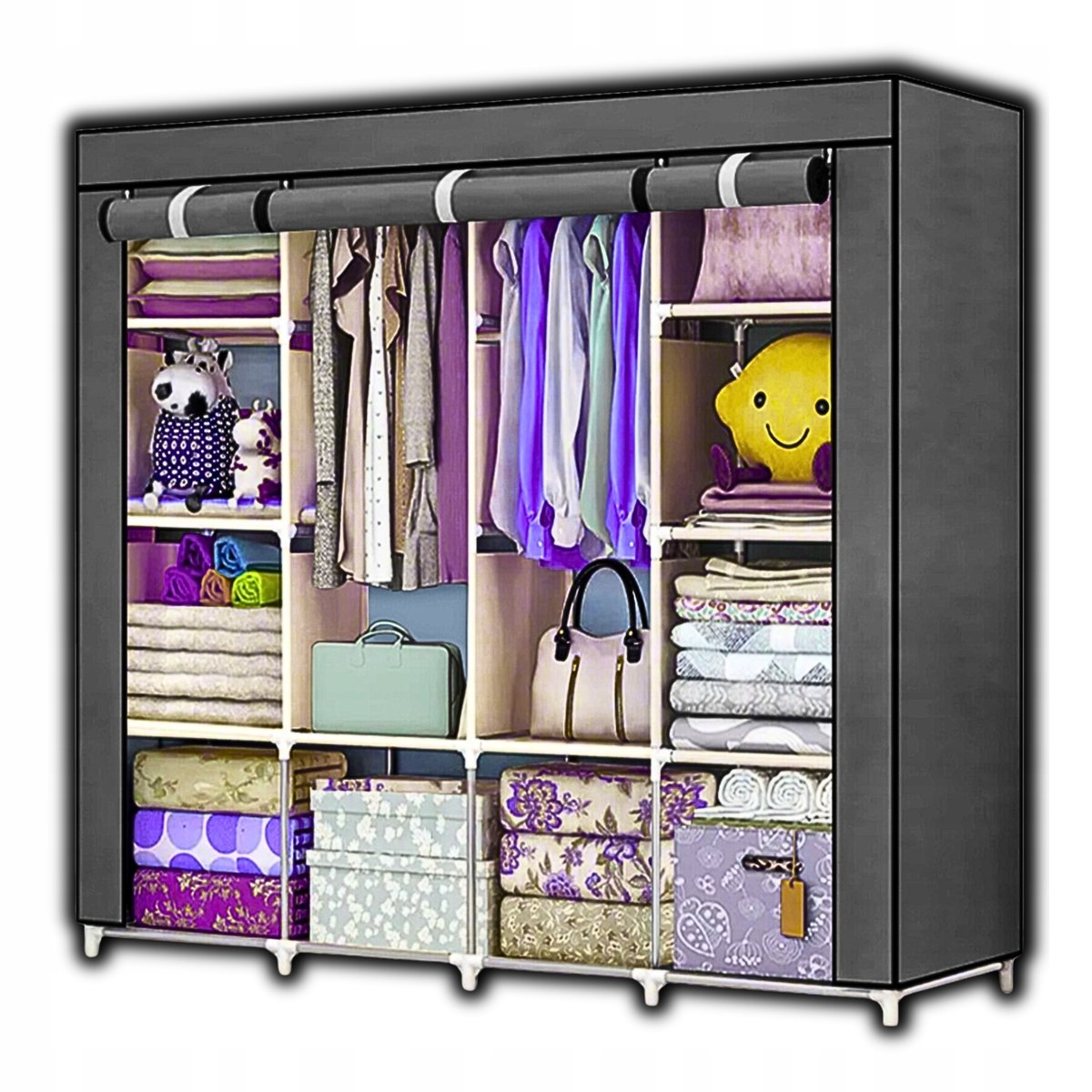 SZAFA MATERIAŁOWA DUŻA SZAFA TEKSTYLNA składana TURYSTYCZNA organizer ...