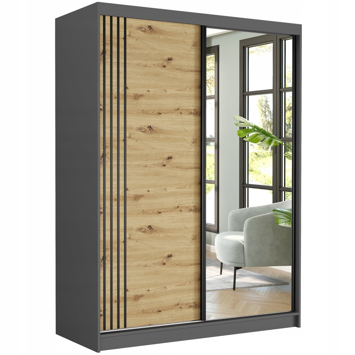 Szafa przesuwna Rivano V 150 cm z lustrem - Framire | Sklep EMPIK.COM