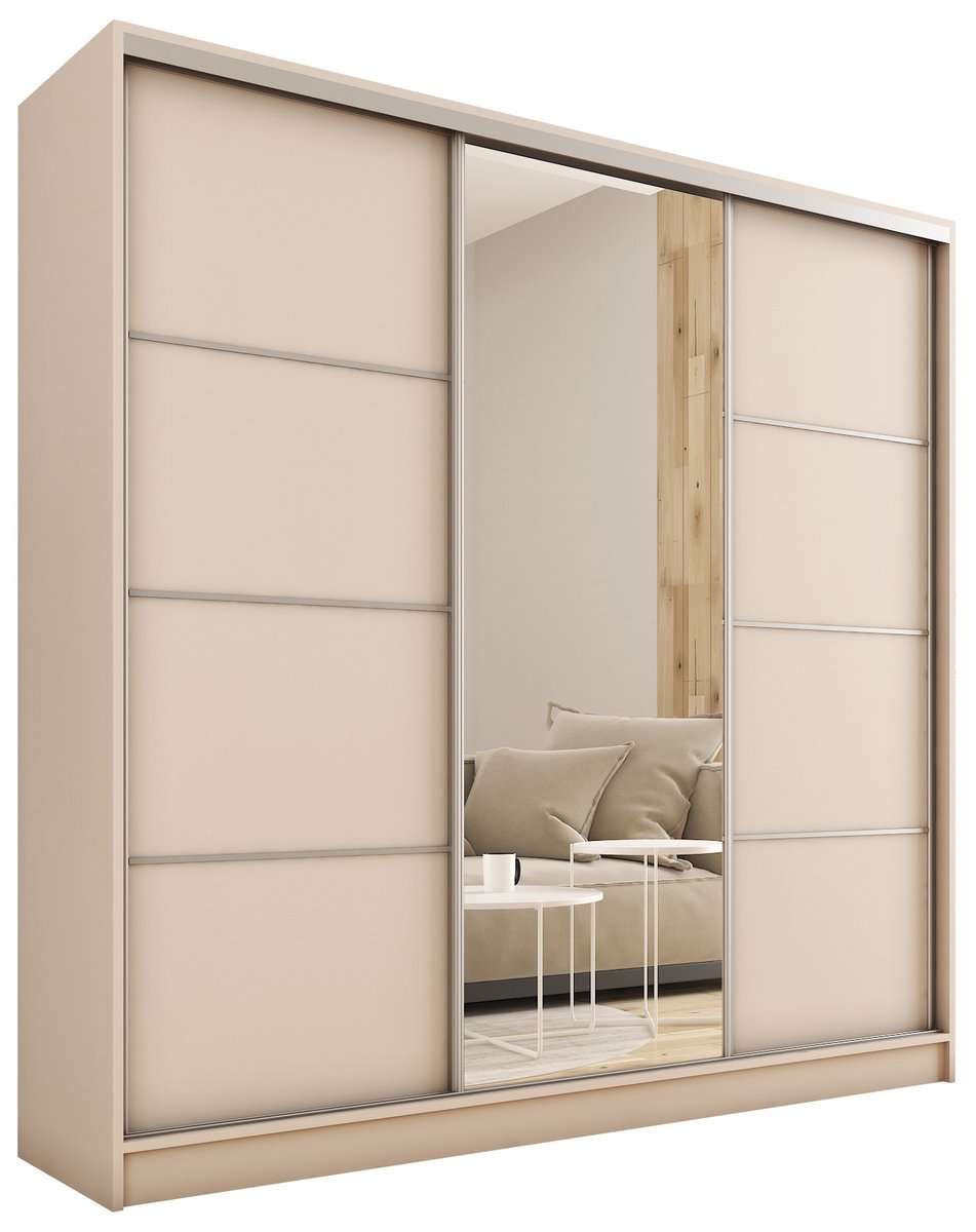 Szafa przesuwna z lustrem 180 cm TOP MAX beż piaskowy - BROMARKT | Sklep EMPIK.COM