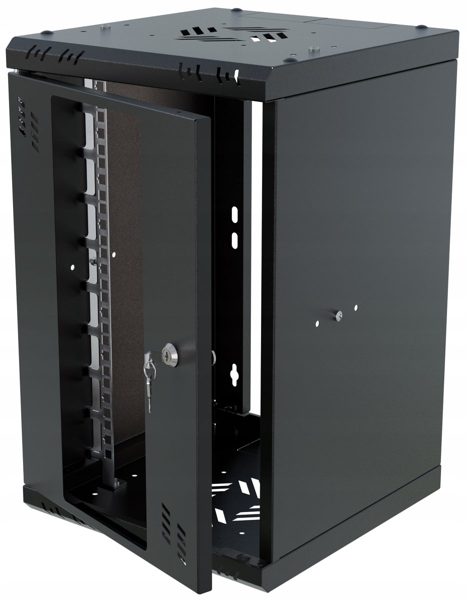 Szafa RACK 10" 9U 300mm Serwerowa Wisząca Szklane Drzwi Czarna Stalflex ...