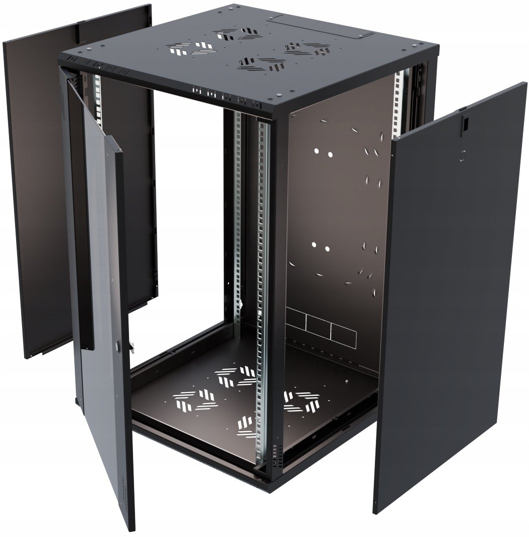 Szafa RACK 19" 21U 450mm Wisząca Serwerowa Szklane Drzwi Czarna ...